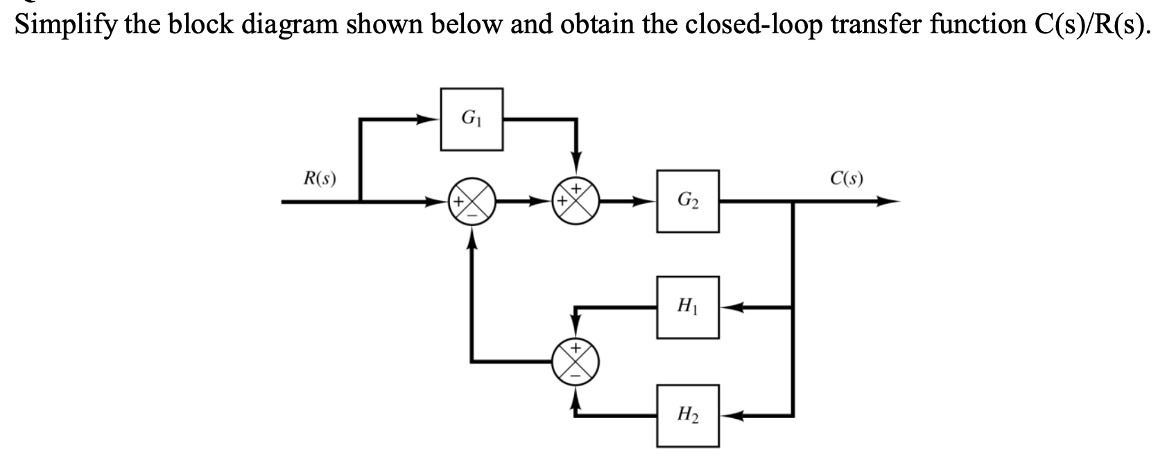 Solved Simplify the block diagram shown below and obtain the | Chegg.com