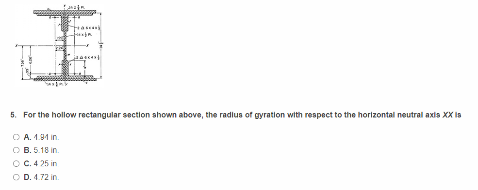 Solved For the hollow rectangular section shown above, the | Chegg.com