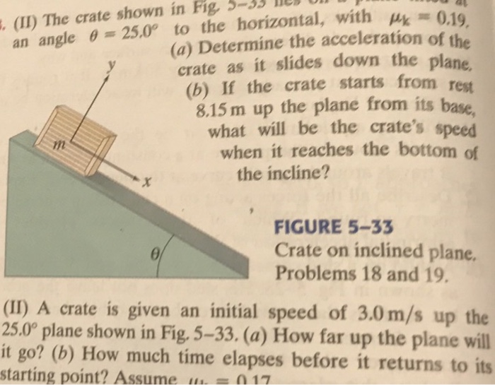 Solved . (II) The crate shown in Fig. 5-35 hes on a r (a) | Chegg.com