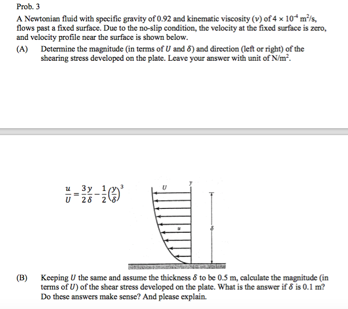 Solved Prob. 3 A Newtonian fluid with specific gravity of | Chegg.com