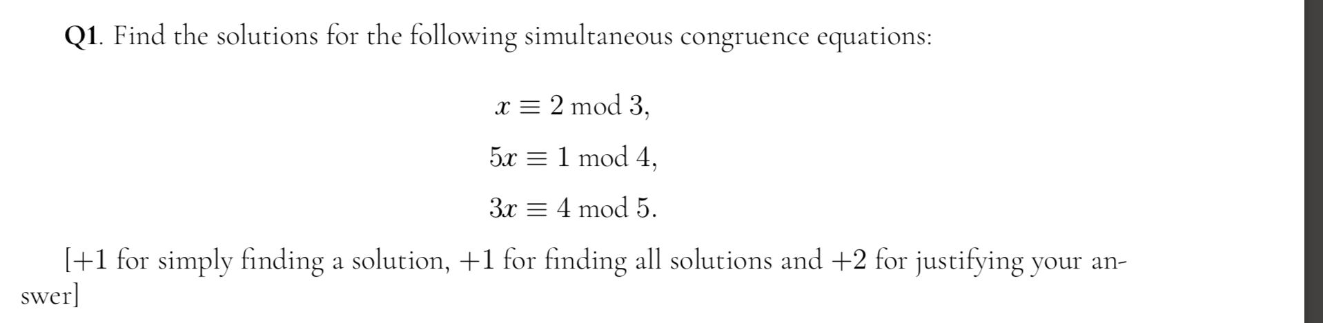 Solved Q1. Find the solutions for the following simultaneous | Chegg.com