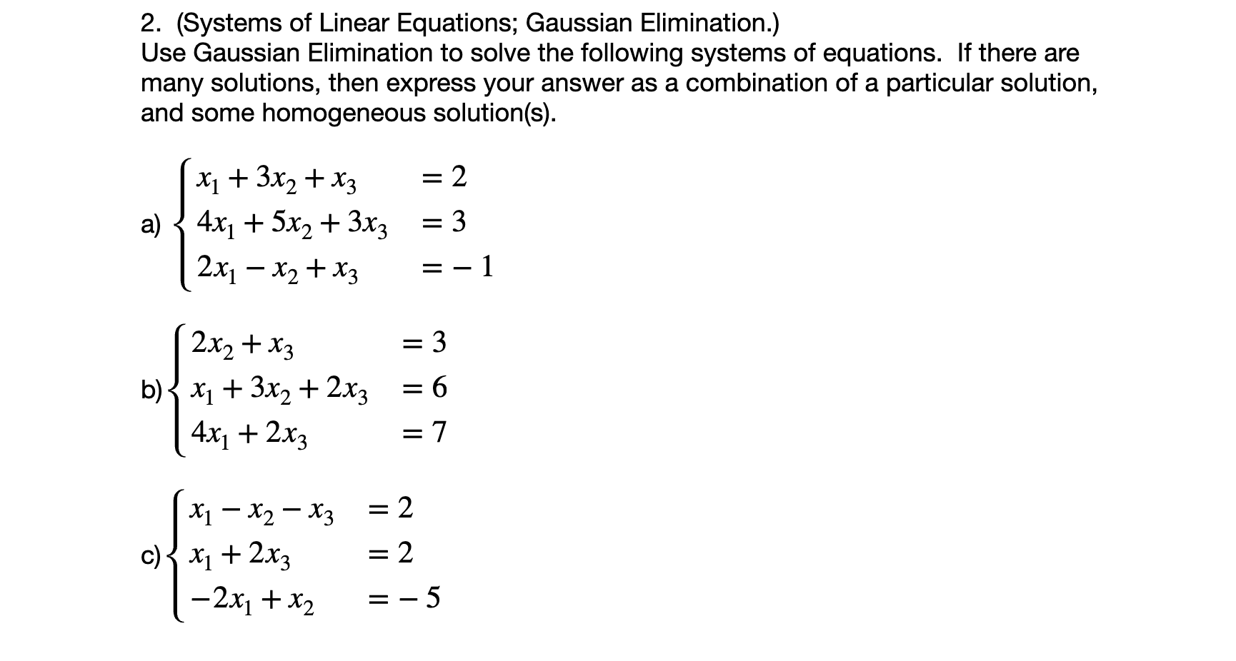 Solved Systems Of Linear Equations Gaussian