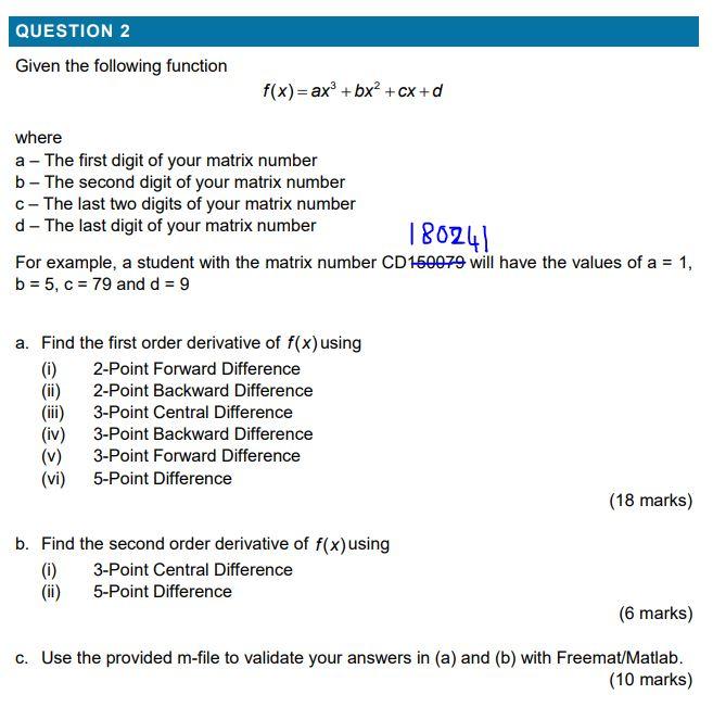 Solved QUESTION 2 Given the following function f(x)= ax + | Chegg.com