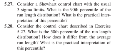Solved 5.27. Consider a Shewhart control chart with the | Chegg.com