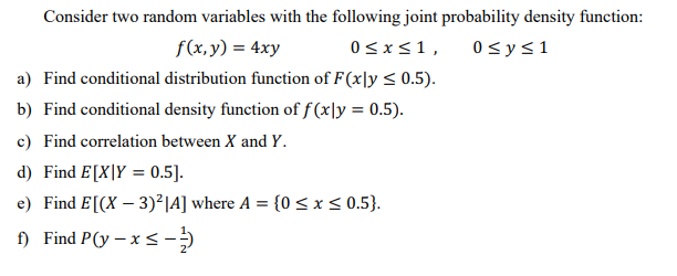 Solved Consider two random variables with the following | Chegg.com