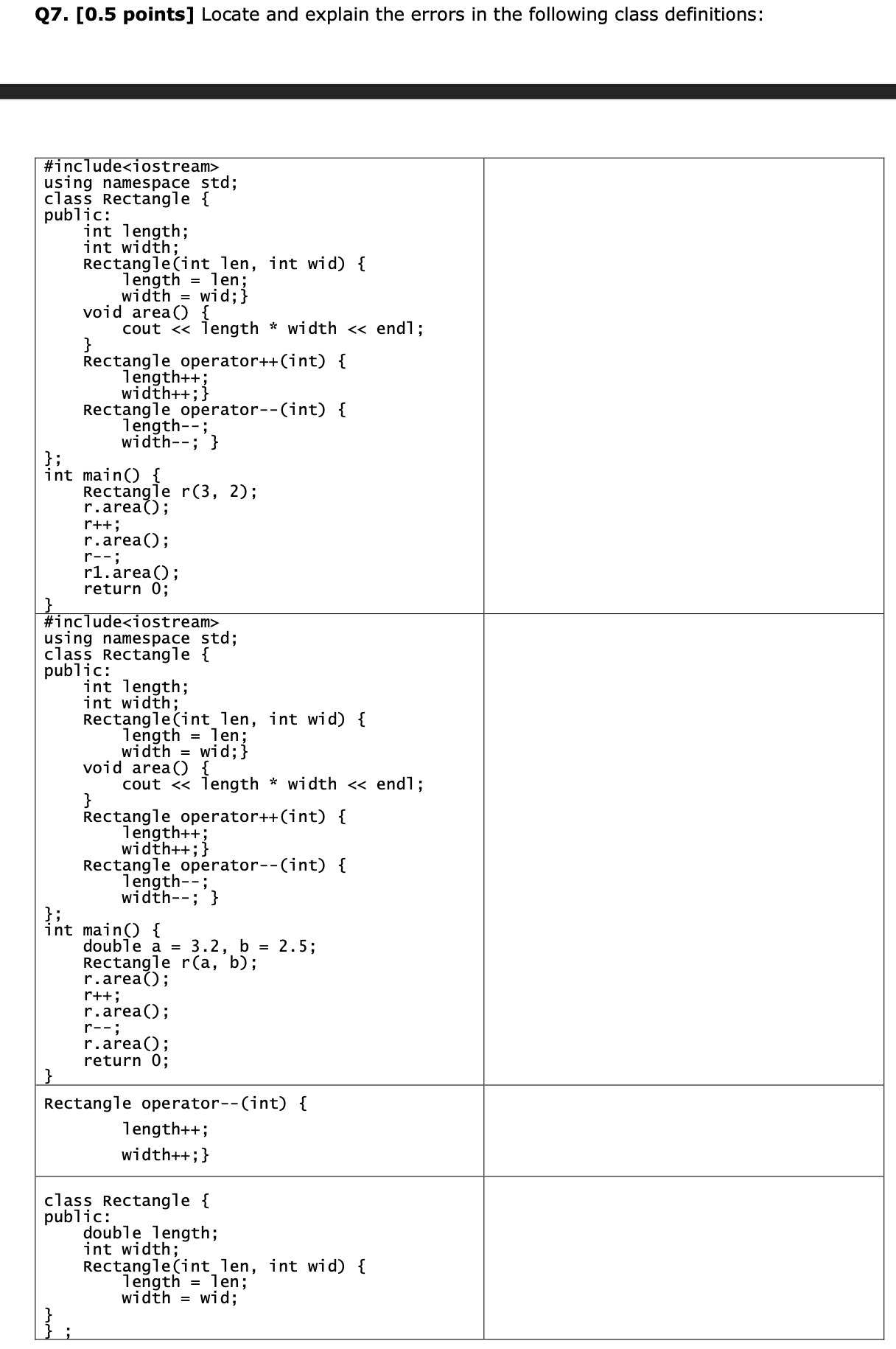 Solved Q7. [0.5 points] Locate and explain the errors in the | Chegg.com