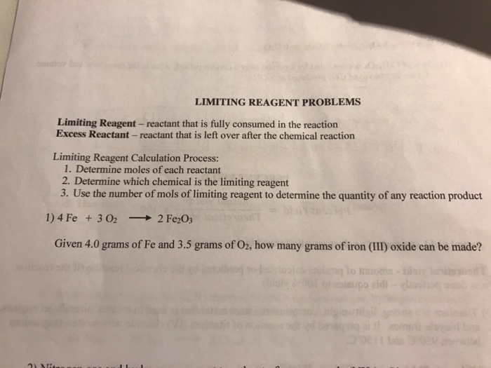 Solved Limiting Reagent-reactant that is fully consumed in | Chegg.com