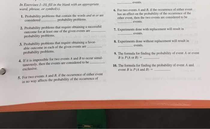 Solved Probability problems that contain the words and or | Chegg.com