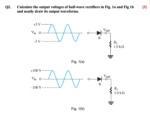 Solved Q2. Calculate the output voltages of half-wave | Chegg.com