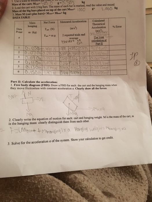 Solved le 1. Use a scale to measule Mass of the cart: Mcar 2 | Chegg.com