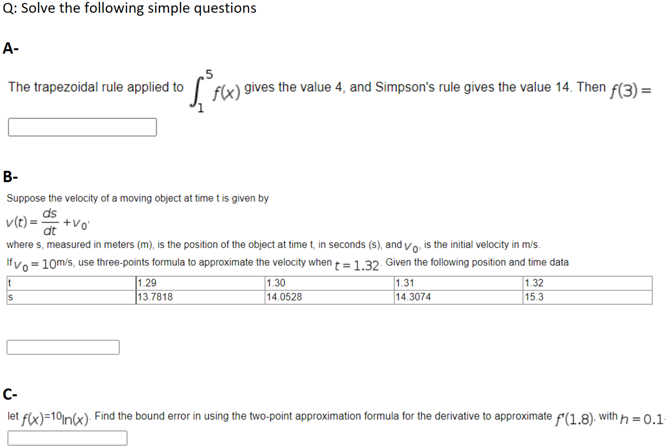 Solved Q: Solve the following simple questions A- The | Chegg.com
