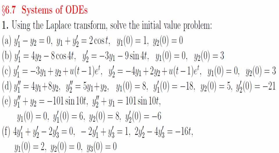 Solved $6.7 Systems of ODES 1. Using the Laplace transform, | Chegg.com