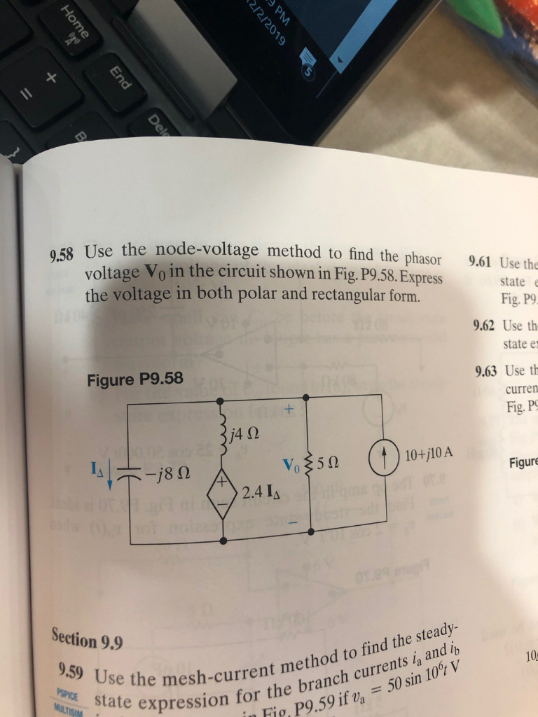 Solved 1+ 9.58 Use the node-voltage method to find the | Chegg.com