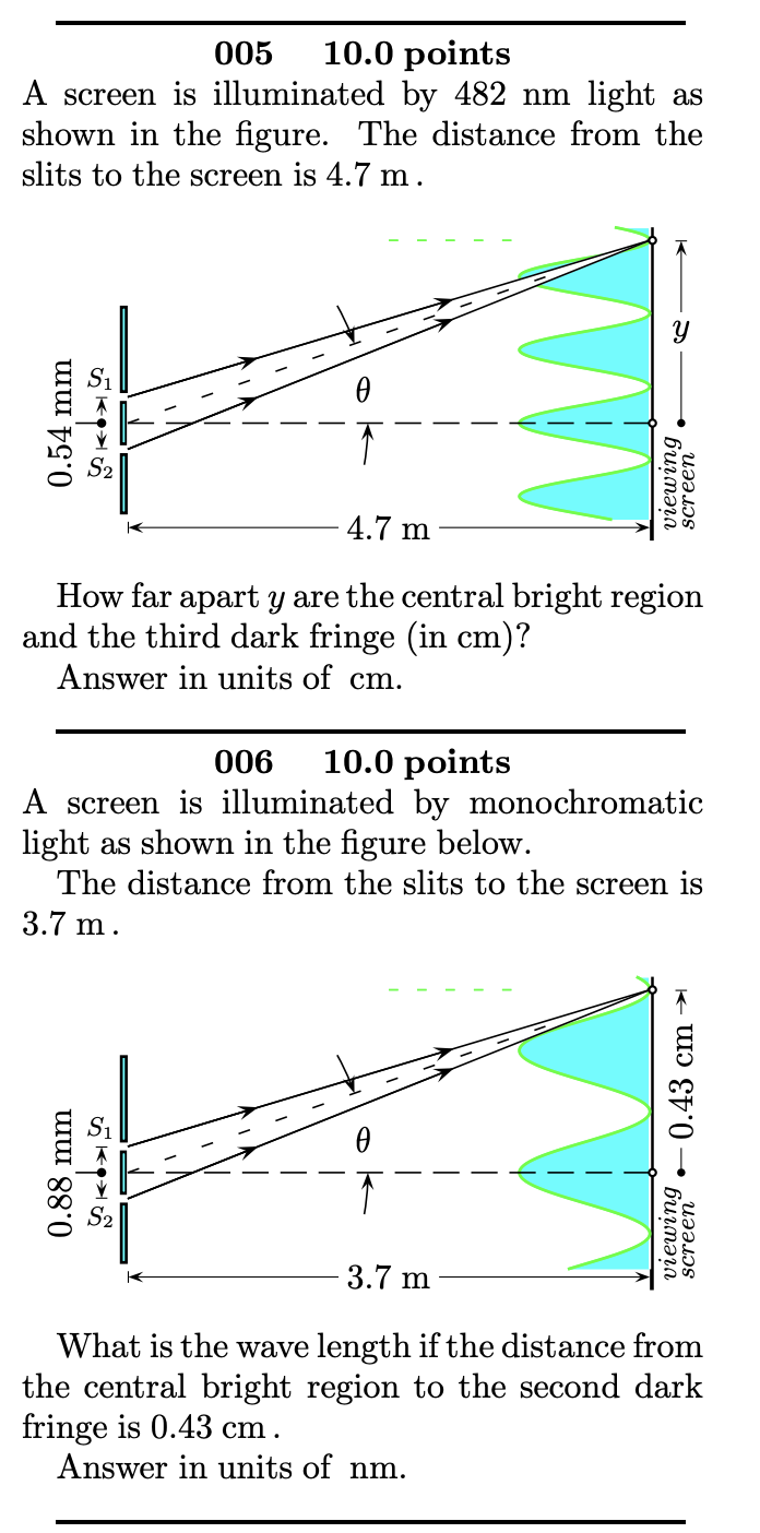 Solved A screen is illuminated by 482 nm light as shown in | Chegg.com