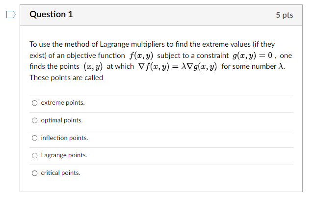 Solved To use the method of Lagrange multipliers to find the | Chegg.com