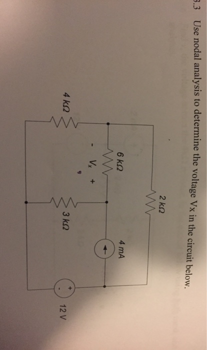 Solved Use nodal analysis to determine the voltage Vx in the | Chegg.com