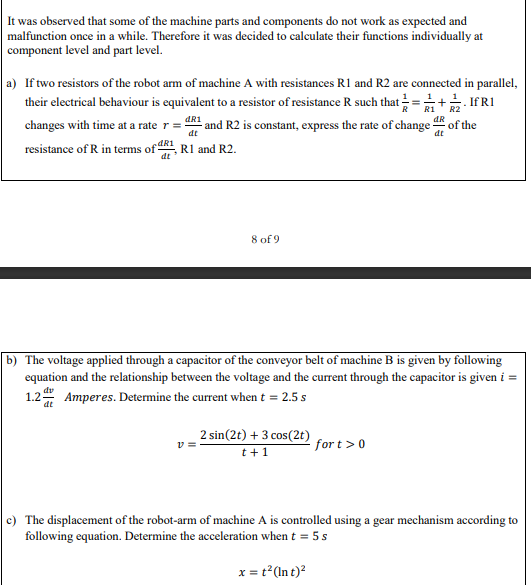Solved It was observed that some of the machine parts and | Chegg.com
