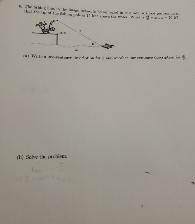 Solved 6. The fishing line, in the image below is being | Chegg.com