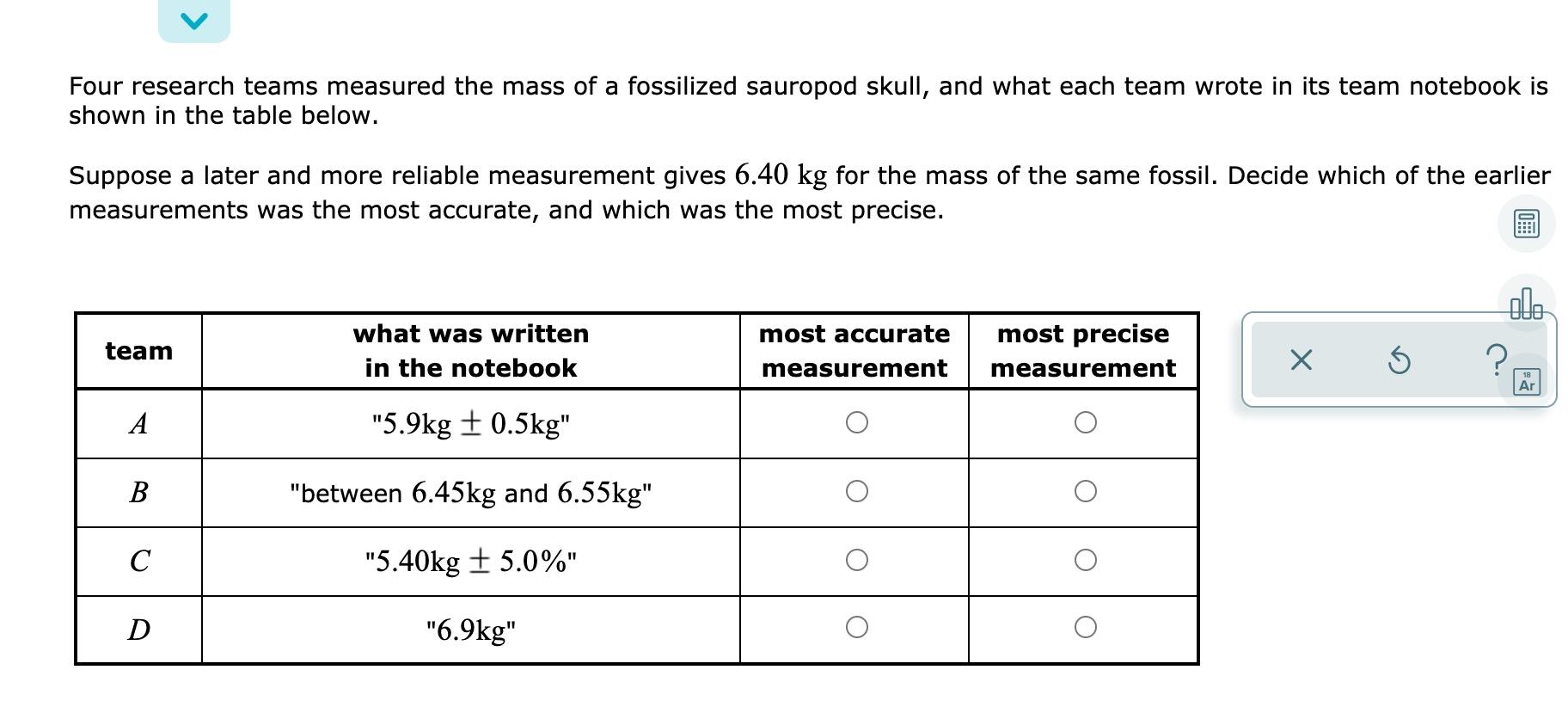 Solved Four research teams measured the mass of a fossilized | Chegg.com Solved Four research teams measured the mass of a fossilized | Chegg.com