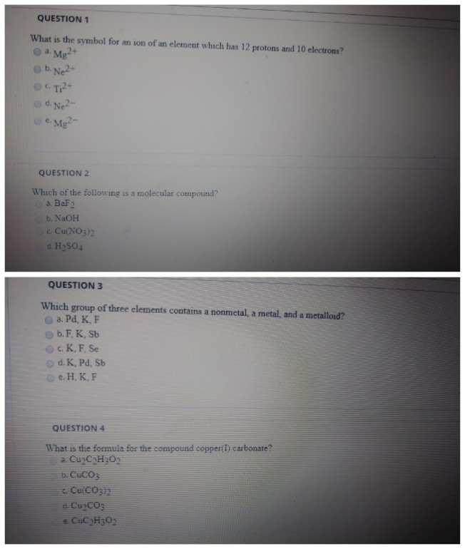 Solved QUESTION 1 What is the symbol for an ion of an | Chegg.com