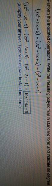 Solved Perform the indicated operations. Write the resulting | Chegg.com