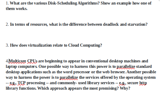 1. What are the various Disk-Scheduling Algorithms? | Chegg.com