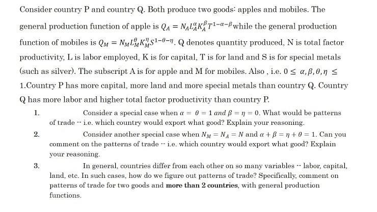 Consider country P and country Q. Both produce two | Chegg.com