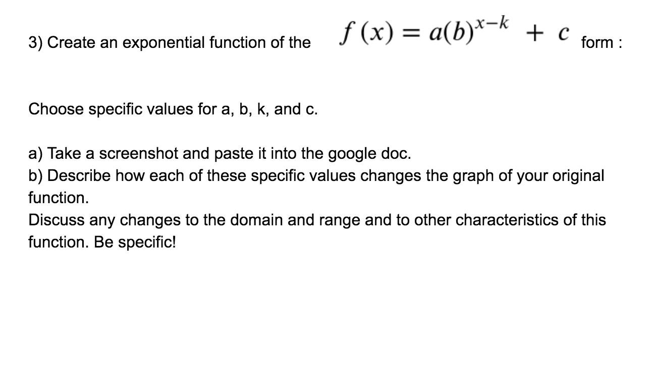 Solved 3) Create an exponential function of the | Chegg.com