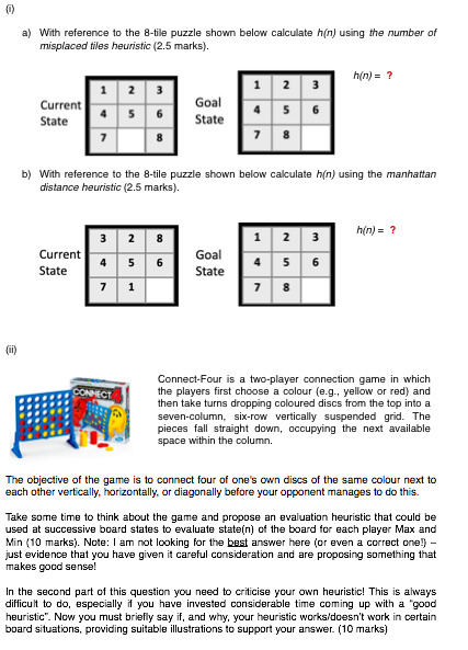 Solved m) a) With reference to the 8-tile puzzle shown below | Chegg.com