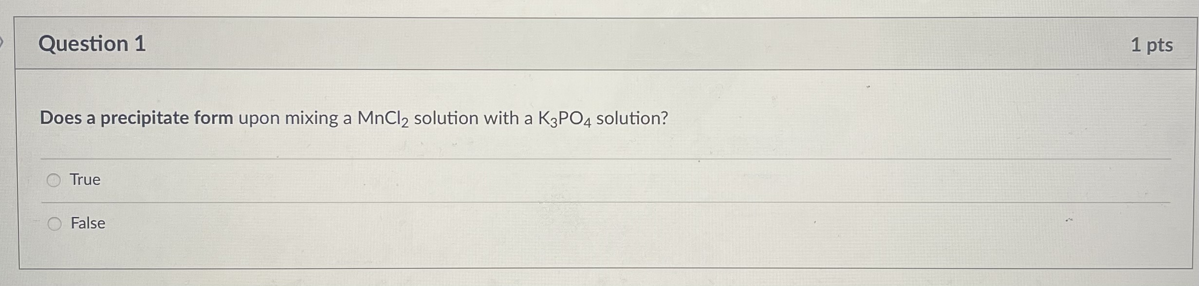 Solved Does a precipitate form upon mixing a MnCl2 solution | Chegg.com