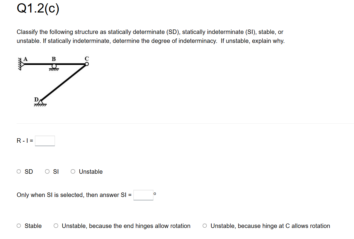 Q1.2(c) ﻿Classify the following structure as | Chegg.com