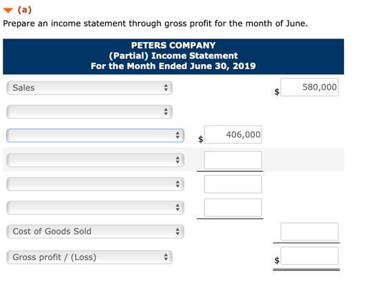 Partial Income Statement For Manufacturing Company