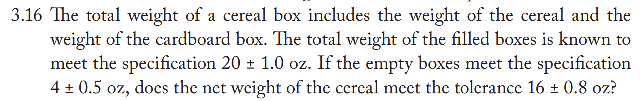 Solved 3.16 The total weight of a cereal box includes the | Chegg.com