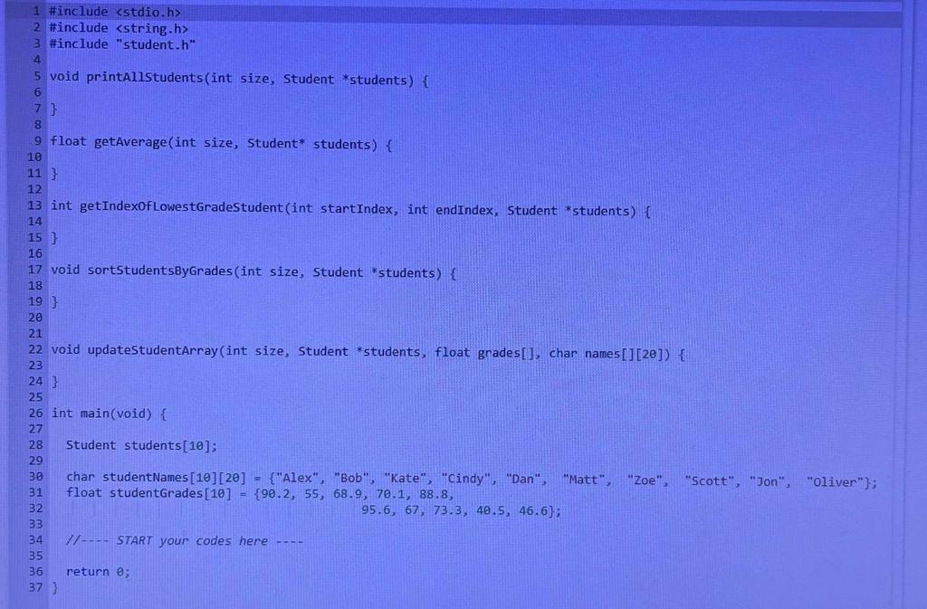 Solved - You need to store student's name, and grades in an | Chegg.com