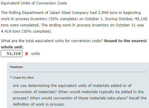Solved Equivalent Units of Conversion CostsThe Rolling | Chegg.com