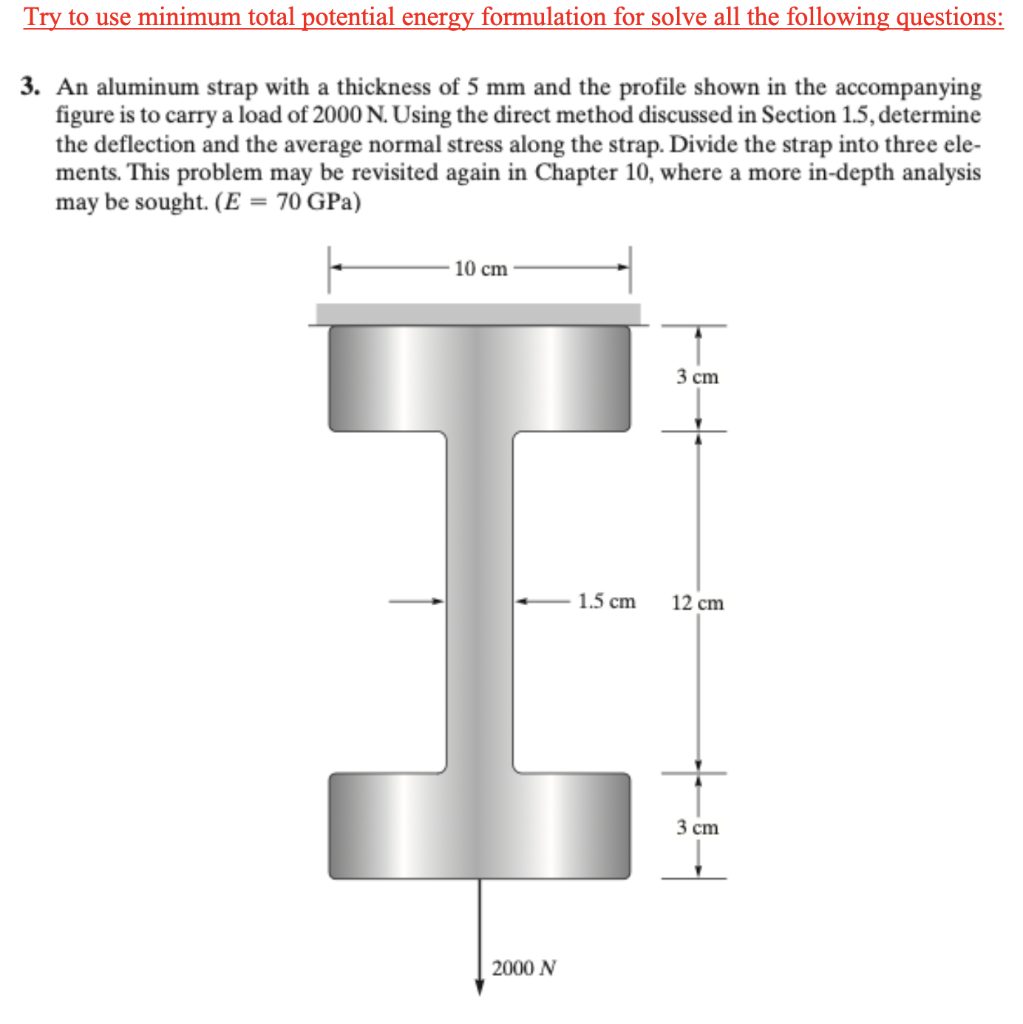 Solved Try to use minimum total potential energy formulation | Chegg.com