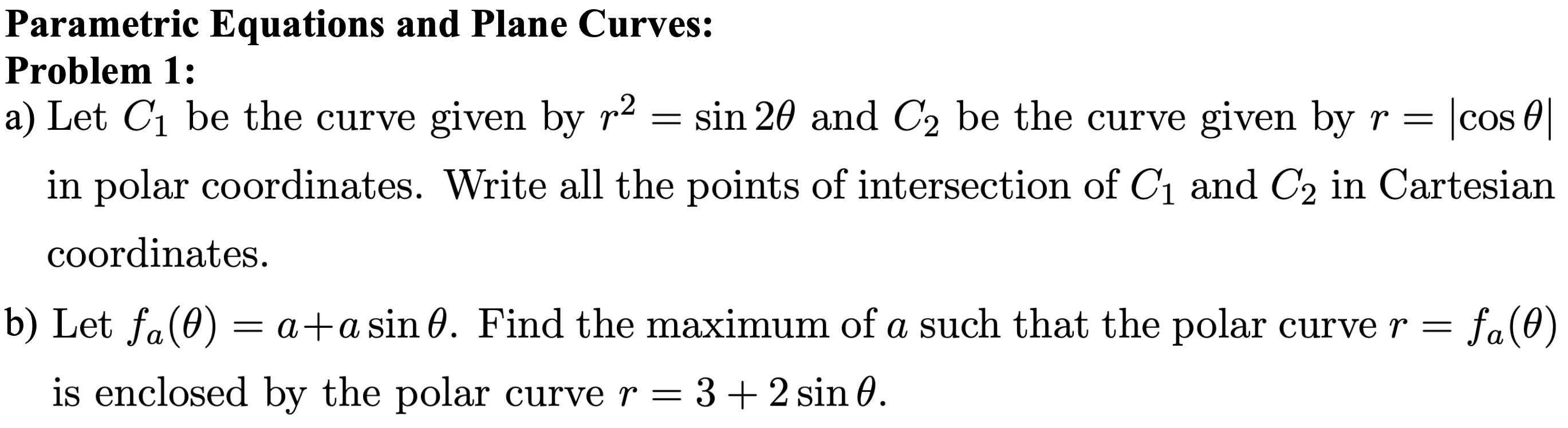 Solved Parametric Equations and Plane Curves: Problem 1: a) | Chegg.com