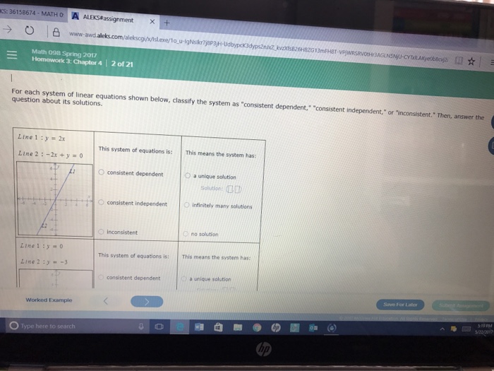 Solved ks: 3615B674 MATH o A assignment X Math 098 Spring | Chegg.com