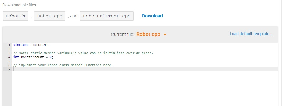 Solved In C++ please, The needed code is Robot.cpp and the | Chegg.com