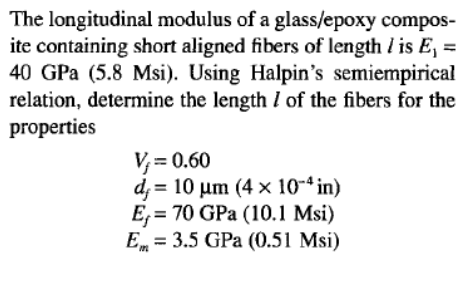 Solved The longitudinal modulus of a glass/epoxy composite | Chegg.com