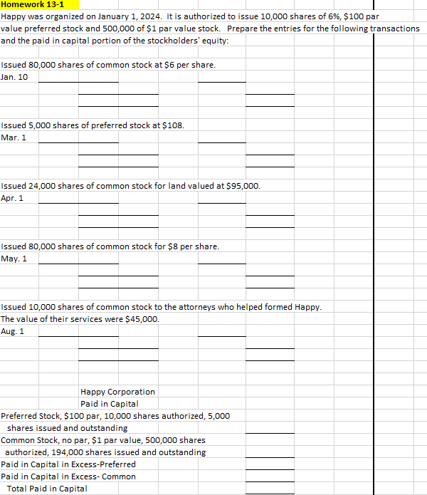 Solved Homework 13-1 Happy was organized on January 1, 2024. | Chegg.com