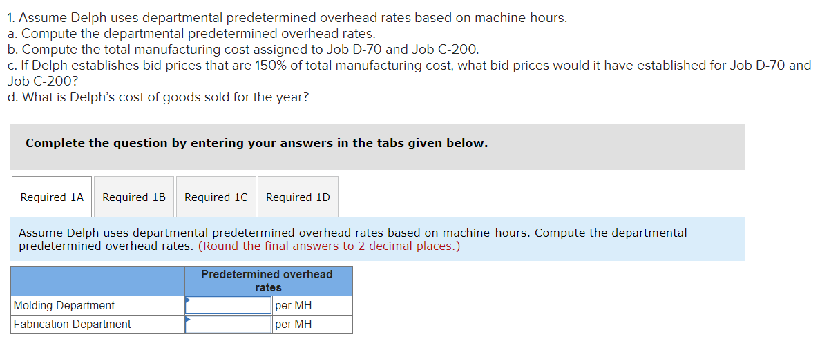Solved Delph Company uses a job-order costing system and has | Chegg.com