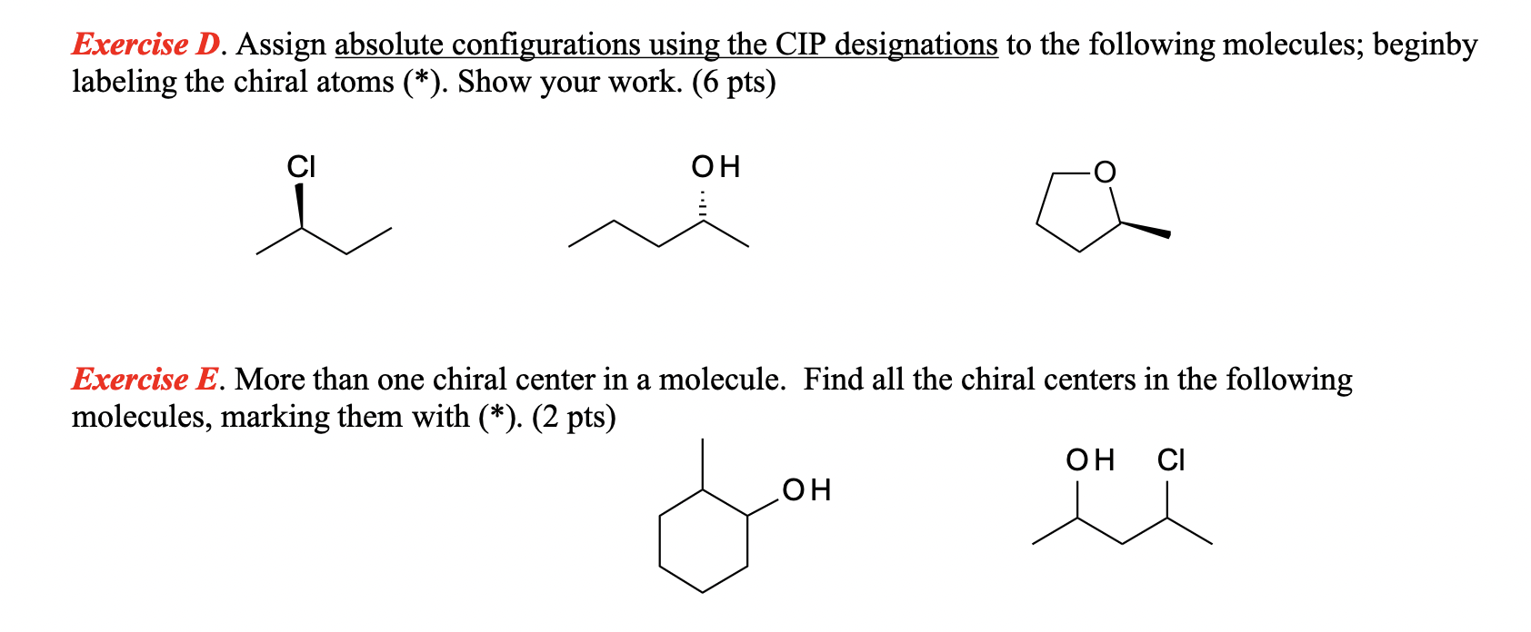 Solved Exercise D. Assign absolute configurations using the | Chegg.com