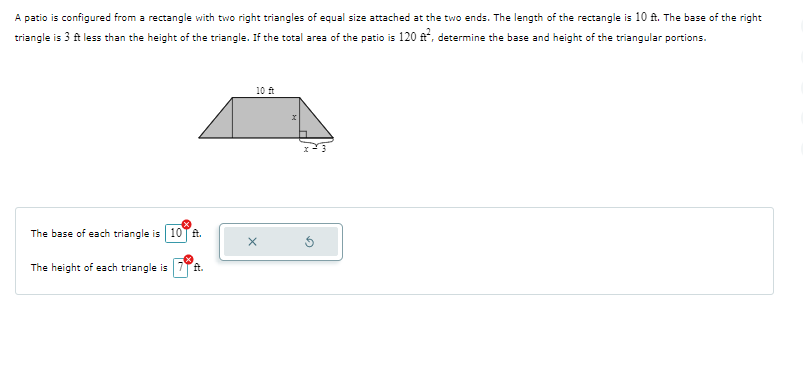 Solved A patio is configured from a rectangle with two right | Chegg.com