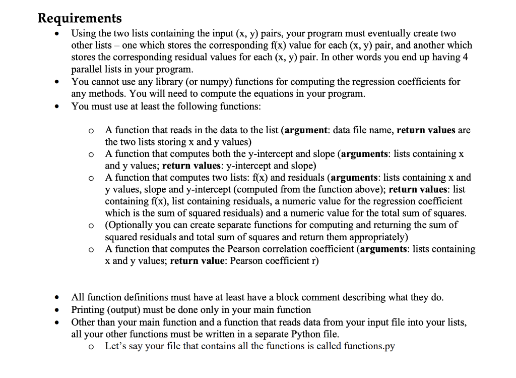Solved . Requirements Using the two lists containing the | Chegg.com