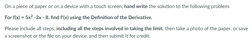 Solved On a piece of paper or on a device with a touch | Chegg.com