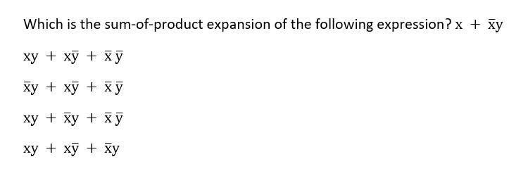 Solved Which is the sum-of-product expansion of the | Chegg.com