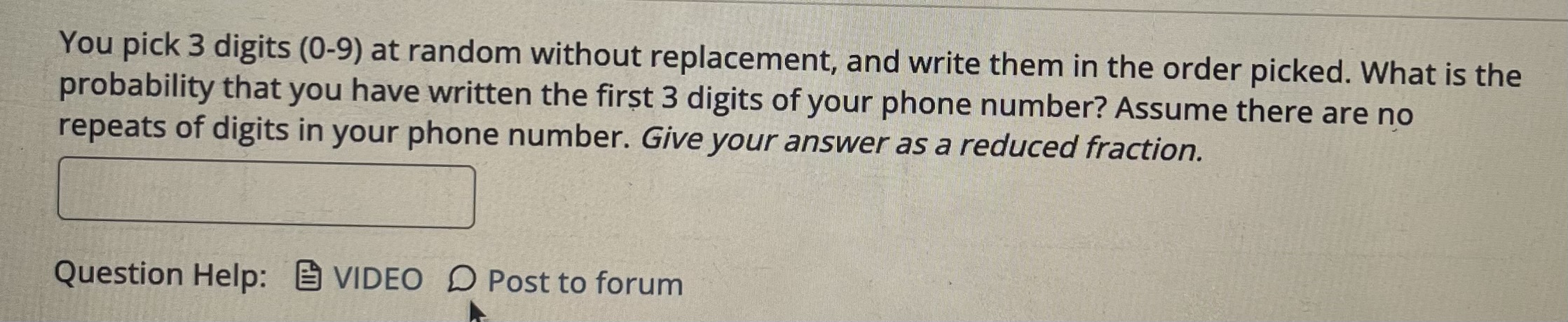 Solved You pick 3 digits (0−9) at random without | Chegg.com
