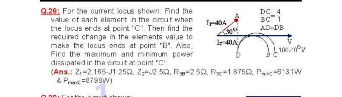 300 Q.28: For the current locus shown: Find the DC4 | Chegg.com