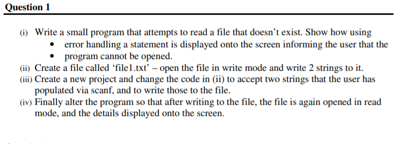 Solved Question 1 (i) Write a small program that attempts to | Chegg.com